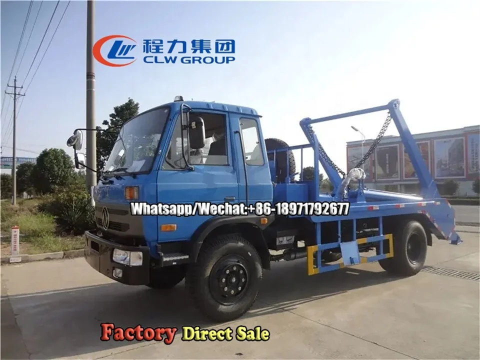 Dongfeng 4x2 10m3 Swing Arm Container Rear Loader Arm Roll Garbage ...