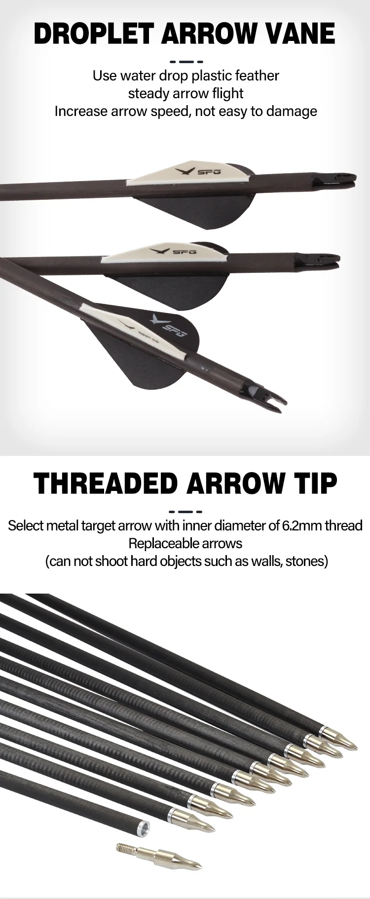 Spg Pure Carbon Arrow Archery 300 Spine 32 Inch Compound Recurve Bow ...
