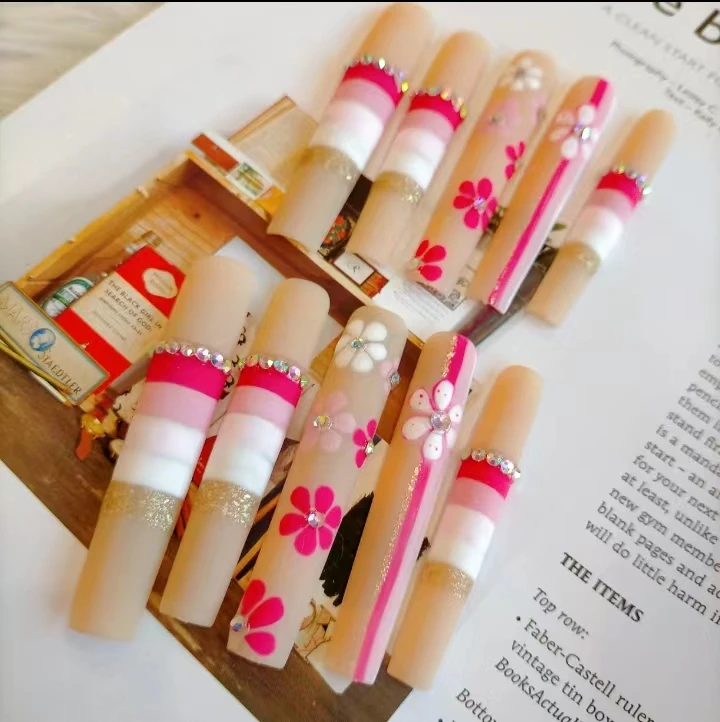 7cm Length Hand Made Custom Designer Press on Nails New Fashion Nails ...