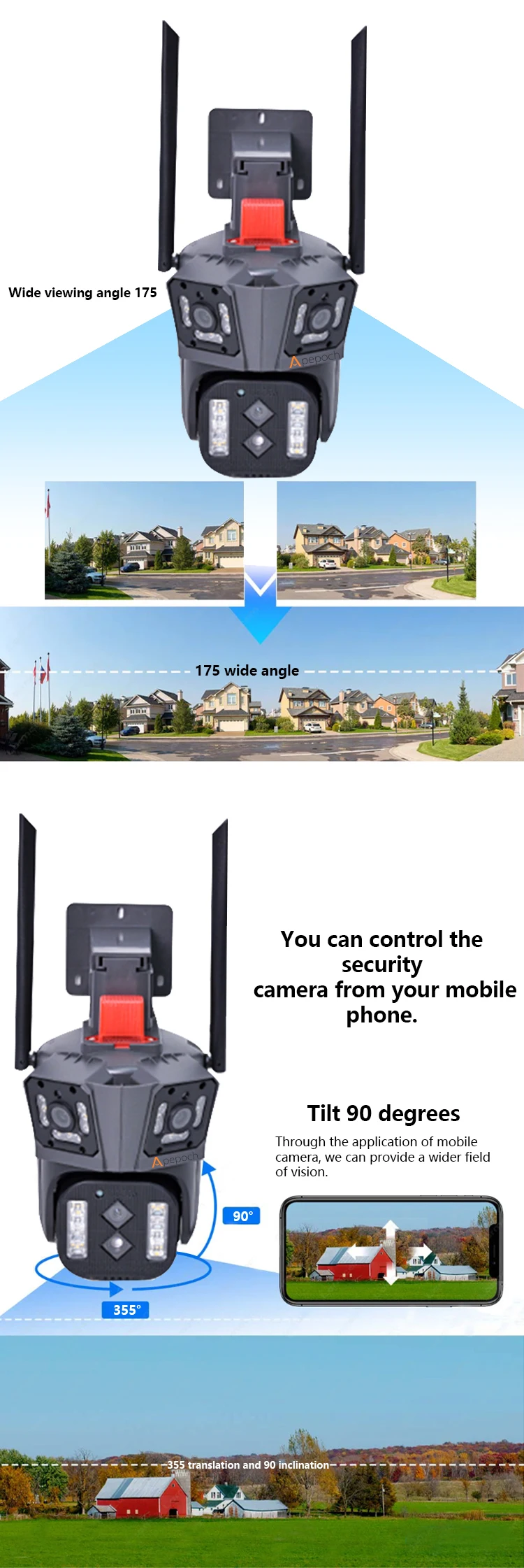 8k Outdoor 10x Optical Zoom 4g Bidirectional Audio Four Lenses Sound ...