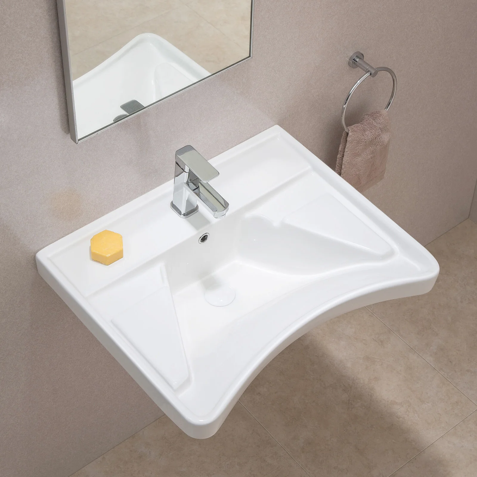 Framed Wall Mounted Sink Grab Lavatory Secure Lavabo Wall Mounted Open ...