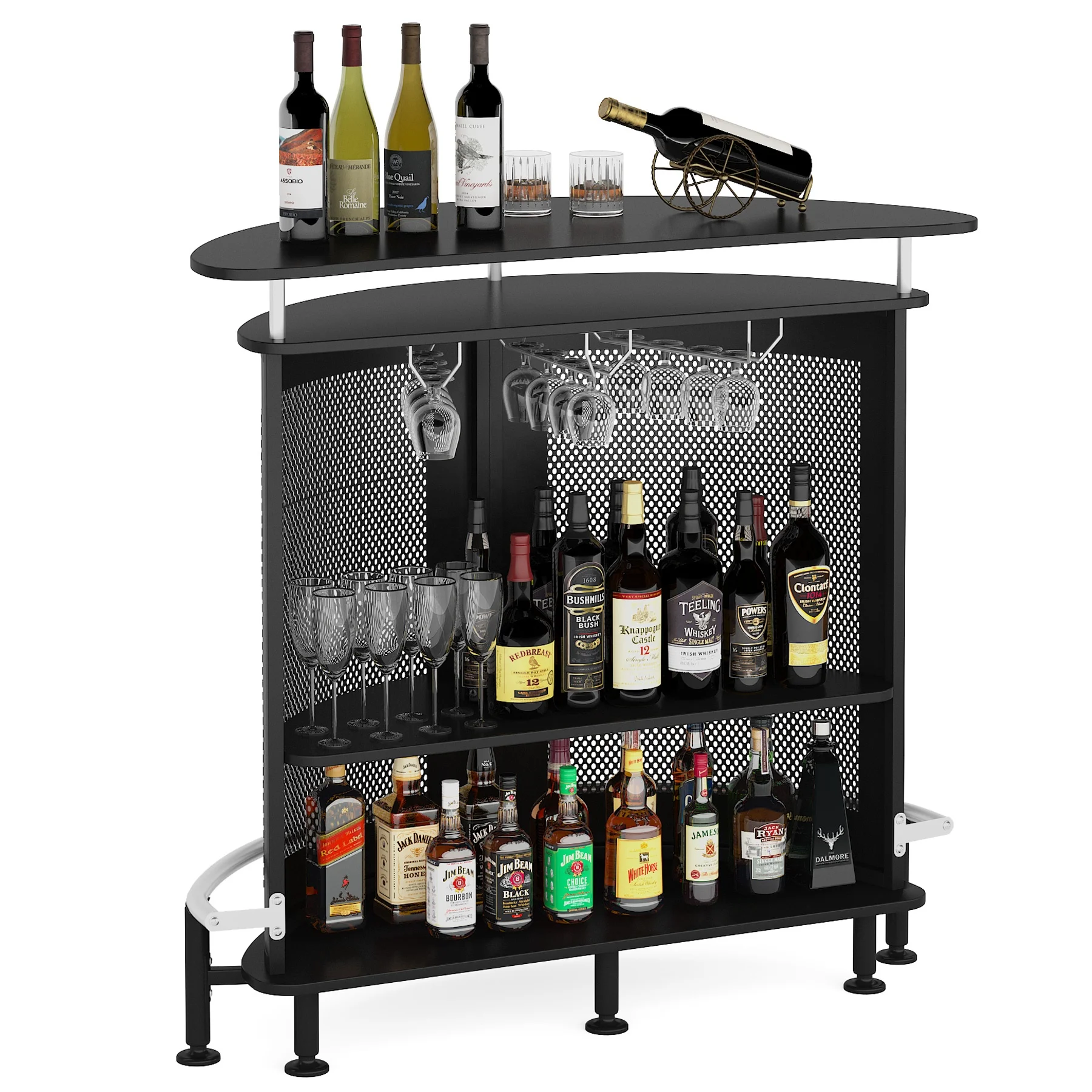 Tribesigns 4 Tiers Modern Design Mini Wine Bar Cabinets with Footrest ...