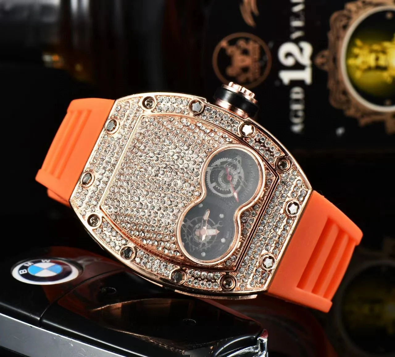 Full Stone Hip Hop Style Fashion Quartz Watch For Men - Buy Rubber Belt ...