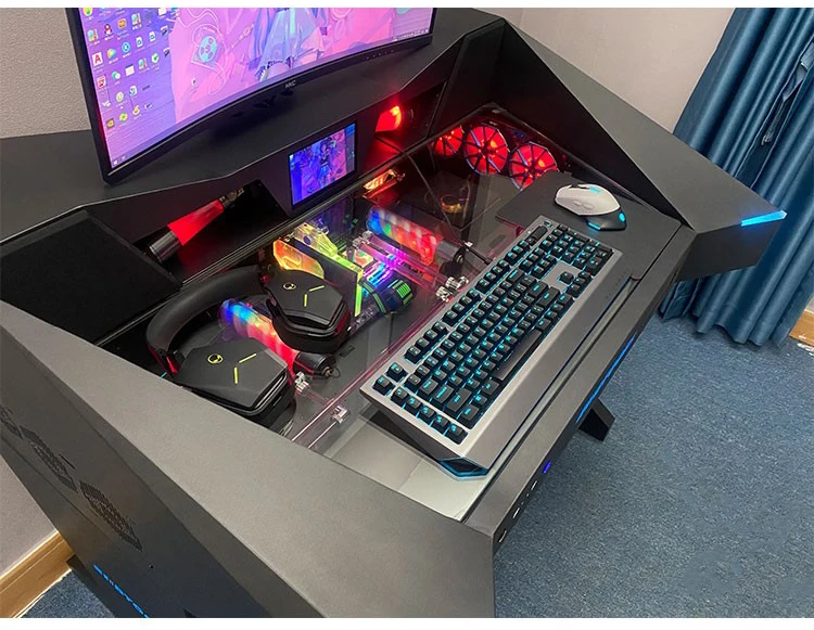 New Computer case built-in transparent large case integrated table high ...