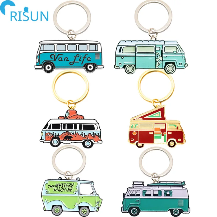 Manufacturer Cute Camper Car Enamel Keychain Van Custom Own Logo Hippie ...