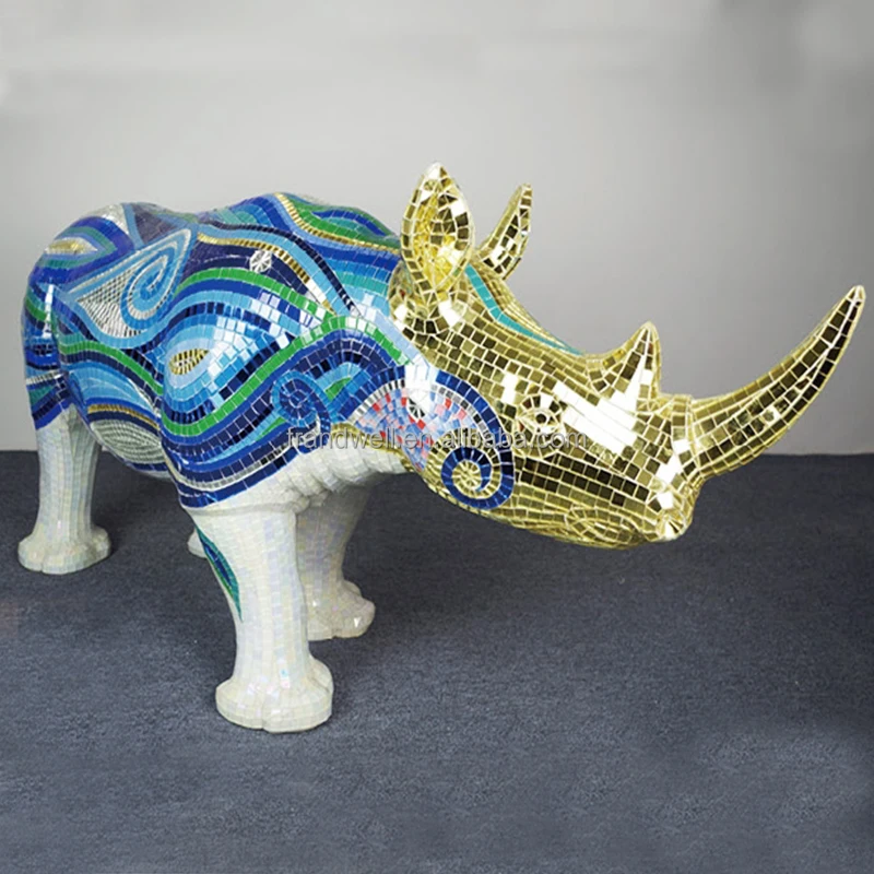 Customize Life Size Mosaic Animal Statues Outdoor Decoration Silver ...