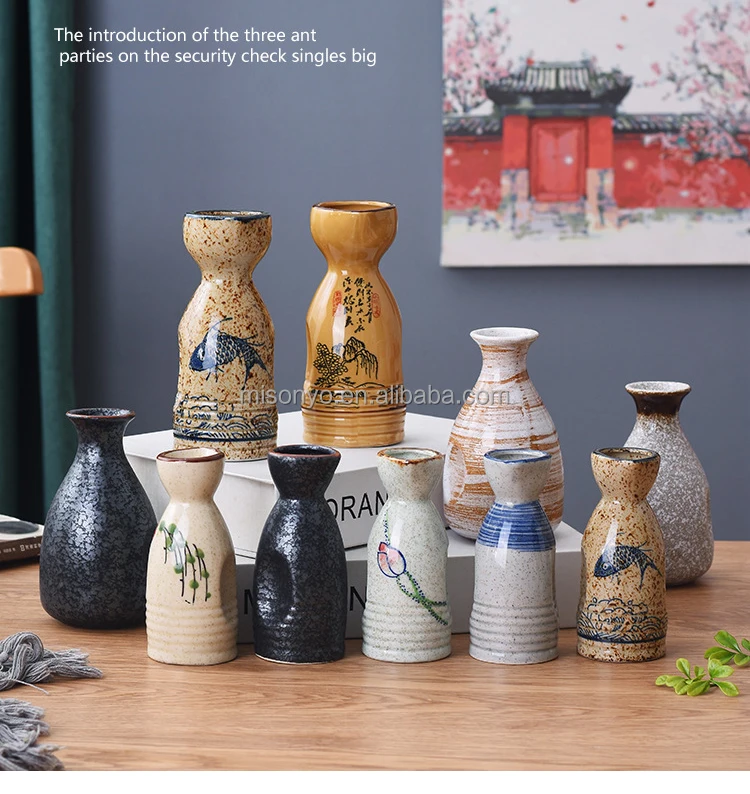 Unique Chinoiserie Ceramic Sake Set – Traditional Japanese Sake Bottle ...
