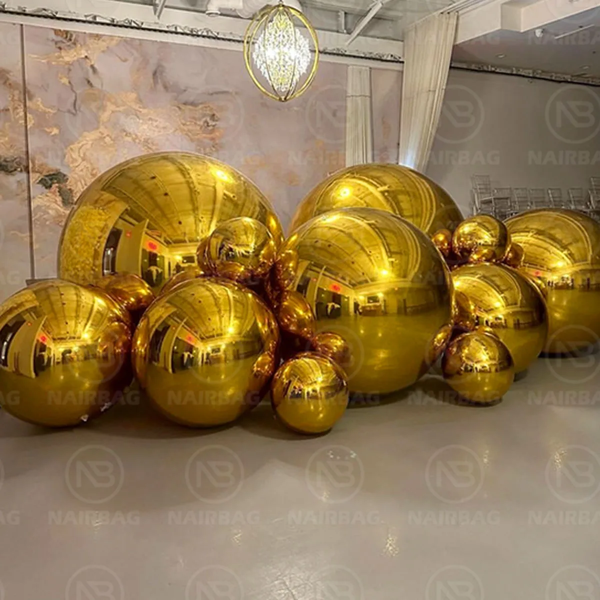 Gold Inflatable Mirror Ball Sphere Balloon Events Wedding Party Decor ...