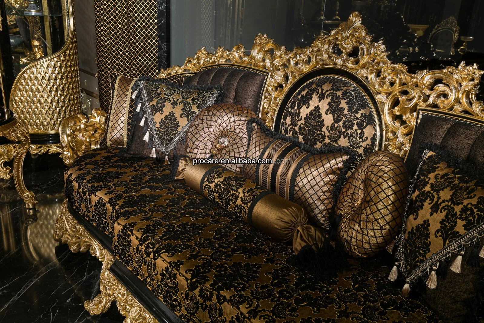 Luxury Antique Traditional Black Gold African Classical Baroque Royal ...