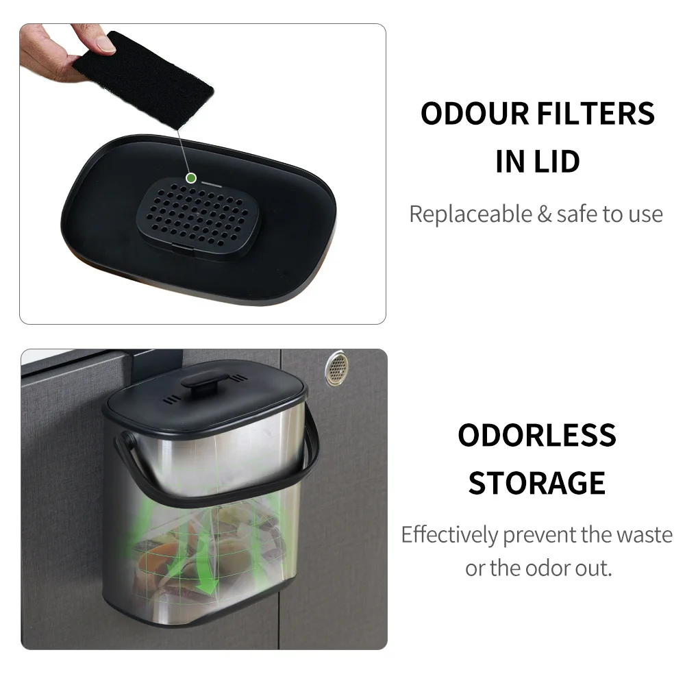 Rectangle Kitchen Compost Bin Stainless Steel Biodegradable Compost Bin ...