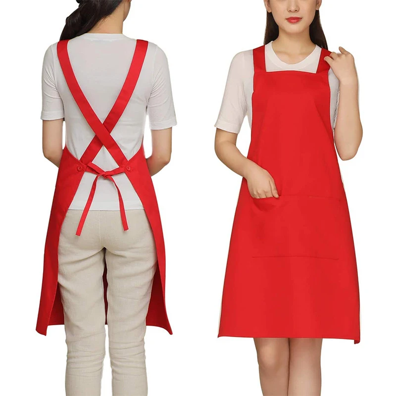 Durable Kitchen Aprons with Cross Back and Logo Printing