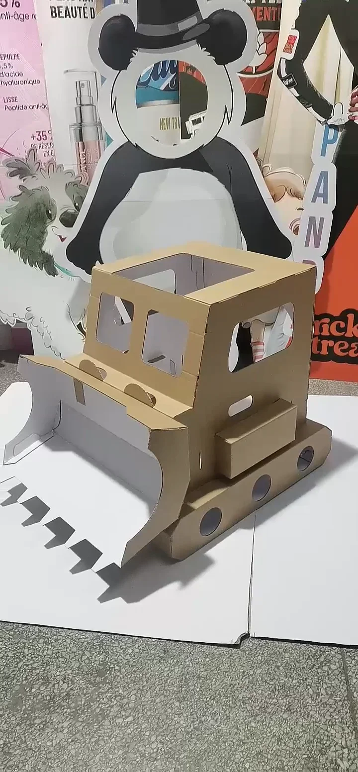 Coloring Cardboard Houses Cardboard Bulldozer Toy Construction Vehicle ...