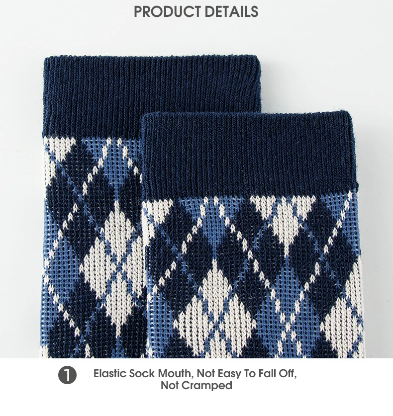 Japan And Korean Autumn Checkered Pattern Sock Comfortable Retro Thick ...