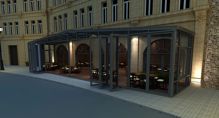 Bulletproof Conservatory Foldable Retractable Glass Sun Room Aluminum ...