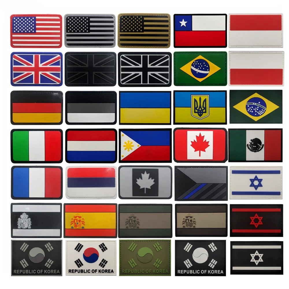 PVC Rubber National Flag Patches with Hook Loop Fastener UK Germany ...