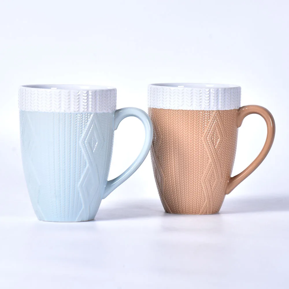 Knit Design Colors Glazed Striped Embossed Design Antique Ceramic ...