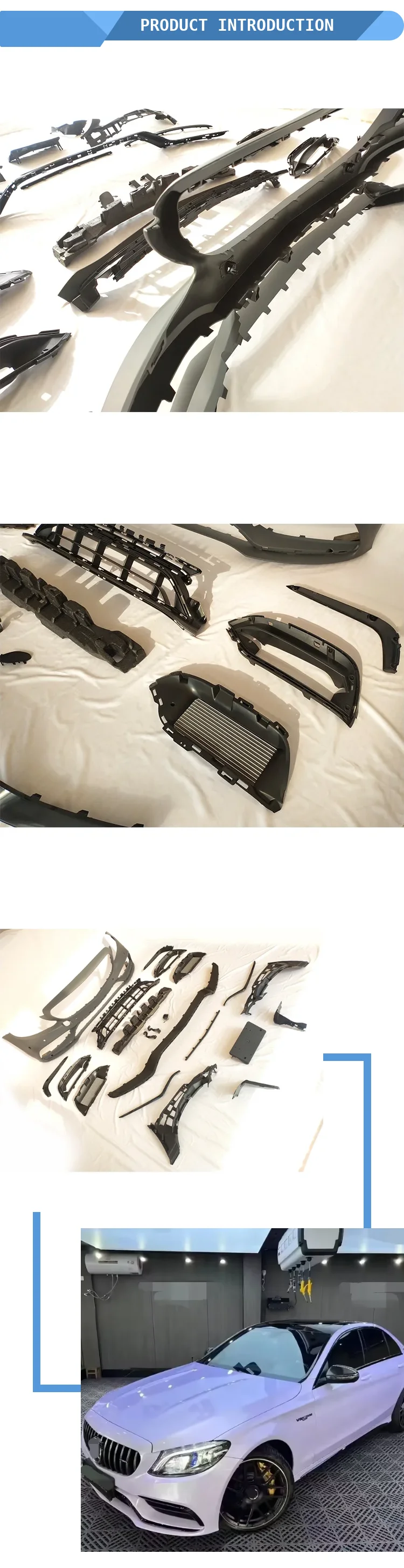 For Mercedes-Benz W205 Front Bumper Body Kit for W205 AMG Style C63 ...