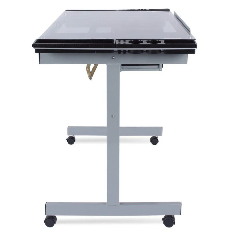 Glass Top Drafting Table Adjustable Drawing Desk Studio and Home ...