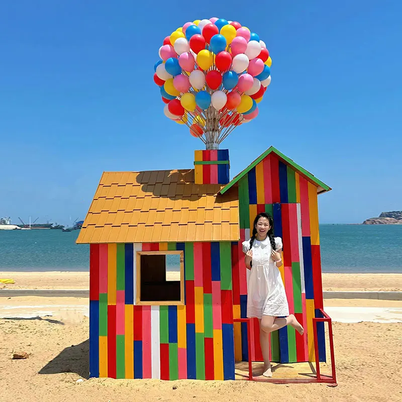 Balloon House Coloured Wooden Photogenic Interactive Outdoor Amusement ...