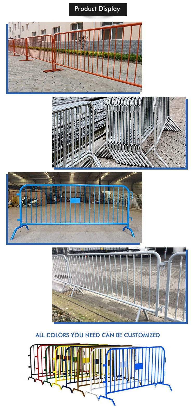 Fixed Leg Pedestrian Barriers Metal Steel Road Traffic Crowd Control ...