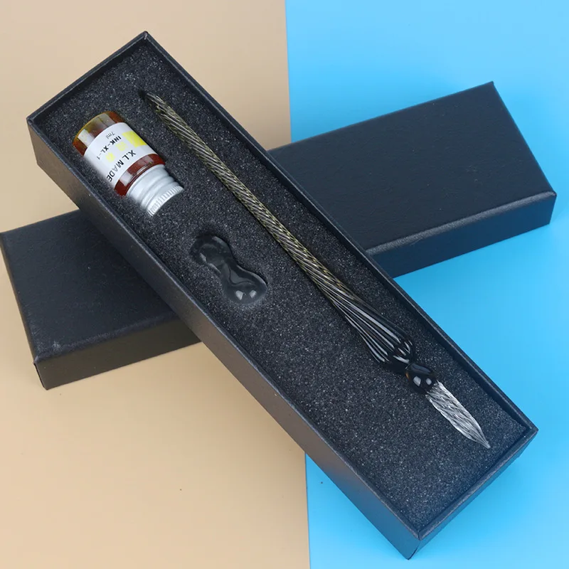 Handmade Glass Dip Pen - Vintage Flower Crystal Pens