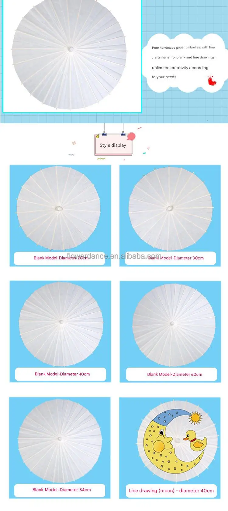 Custom Wooden Umbrella Mini White Paper Umbrellas Parasol for Wedding ...
