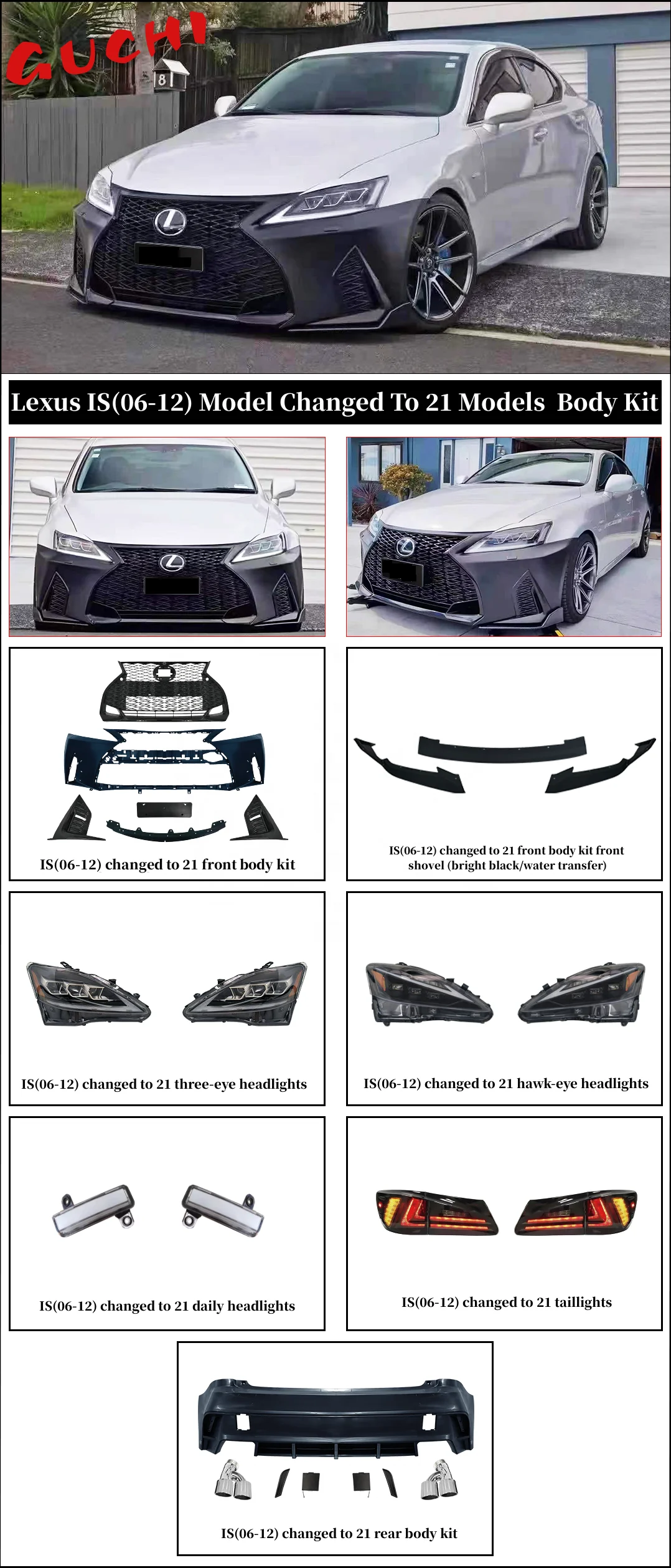 For Lexus Is250 Body Kit Front Bumper Front Lip Grille 2006-2012 ...