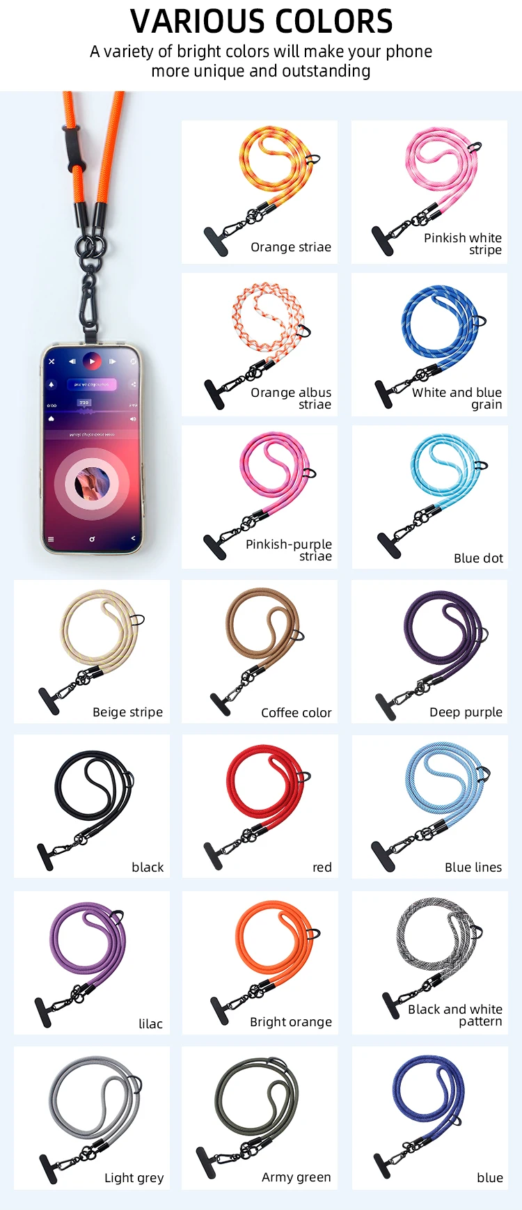 Custom Adjustable Crossbody Mobile Phone Strap - Fashion & Function