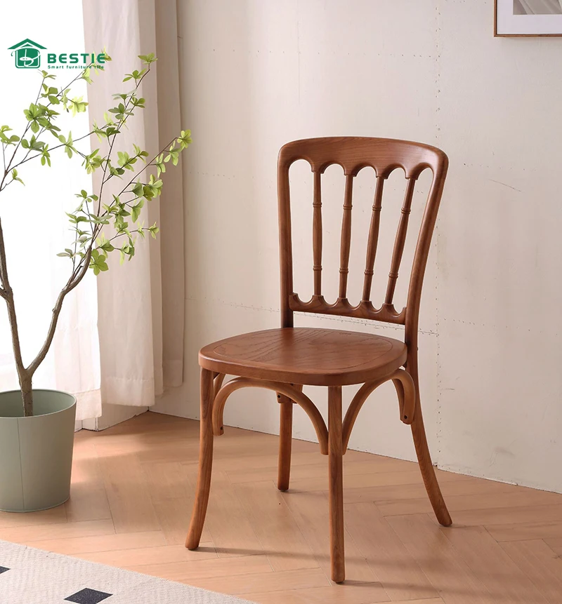 Stackable Wooden Wedding Banquet Chairs - Solid Wood