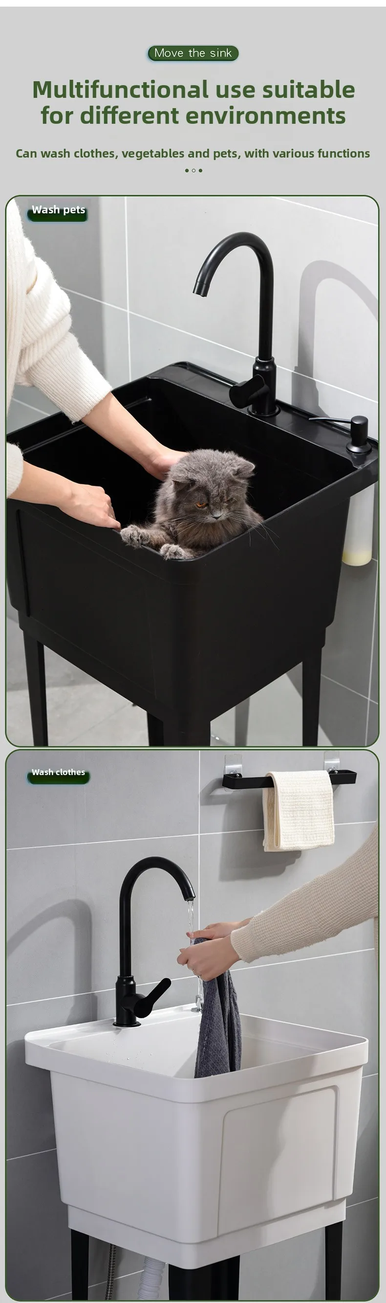 Laundry Room Trough Utility Sink - Small Ceramic Basin for Washing ...