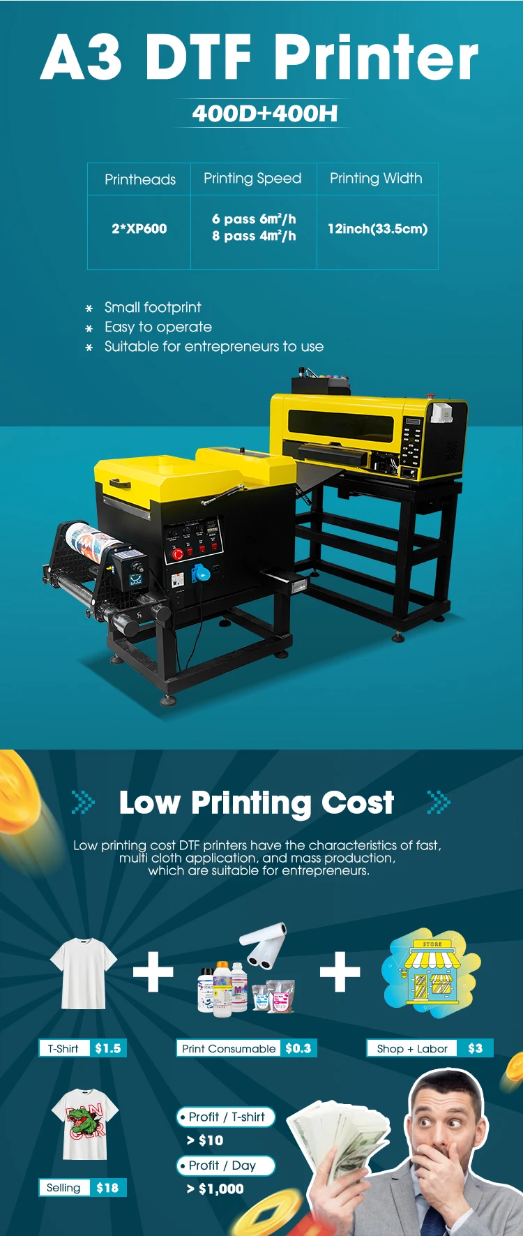 Xinflying A3 DTF Printer - Efficient Roll to Roll Printing