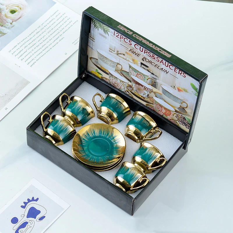 Arabic Golden Expresso Coffee Cups And Dish Set Porcelain Tea Cup ...