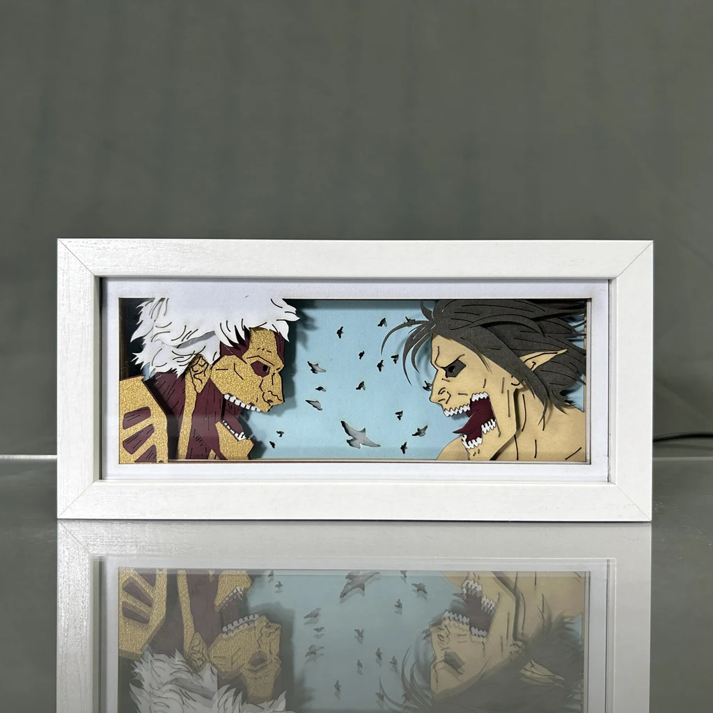 Attack On Titan Anime Light Box Mdf Wood Frame Laser Paper Cut Shadow ...