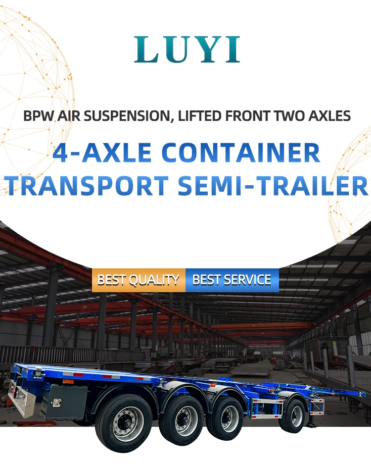 LUYI 4 Axle 40ft Skeleton Chassis Semi Trailer Container Shipping Skeletal Truck Semi Trailer ...