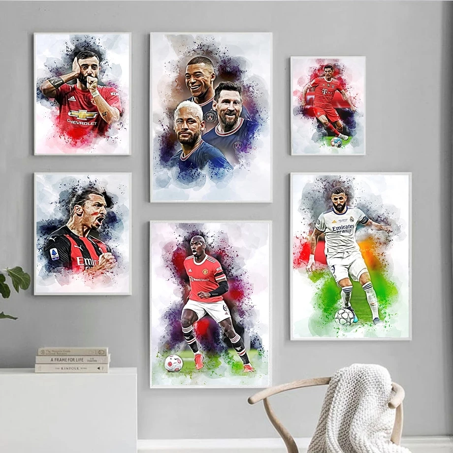 European Football Star Best Player Wall Art Prints Sport Posters Canvas ...