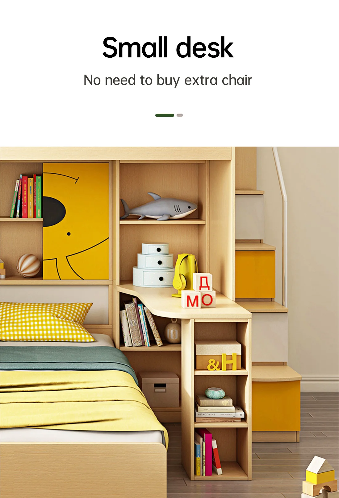 House Kids Bedroom Furniture Boys Bunk Bed With Stair Case Wardrobe ...