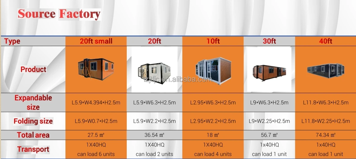 20ft 30ft 40ft Folding House Modular Home Expandable Container House ...