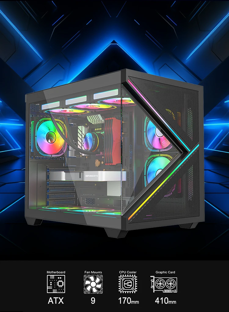 Powercase Customized Oem Led Atx Pc Case Gabinetet Pc Gaming Hardware ...