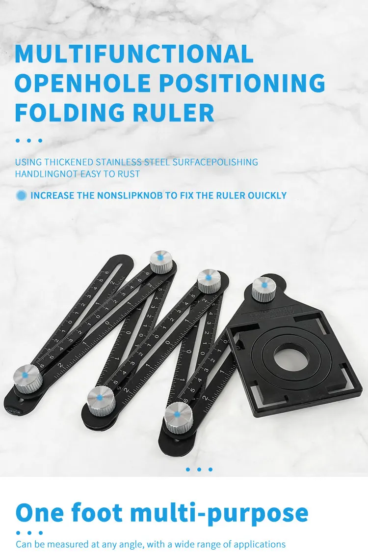 Adjustable Six Fold Ruler - Multiple Opening Tile Locator