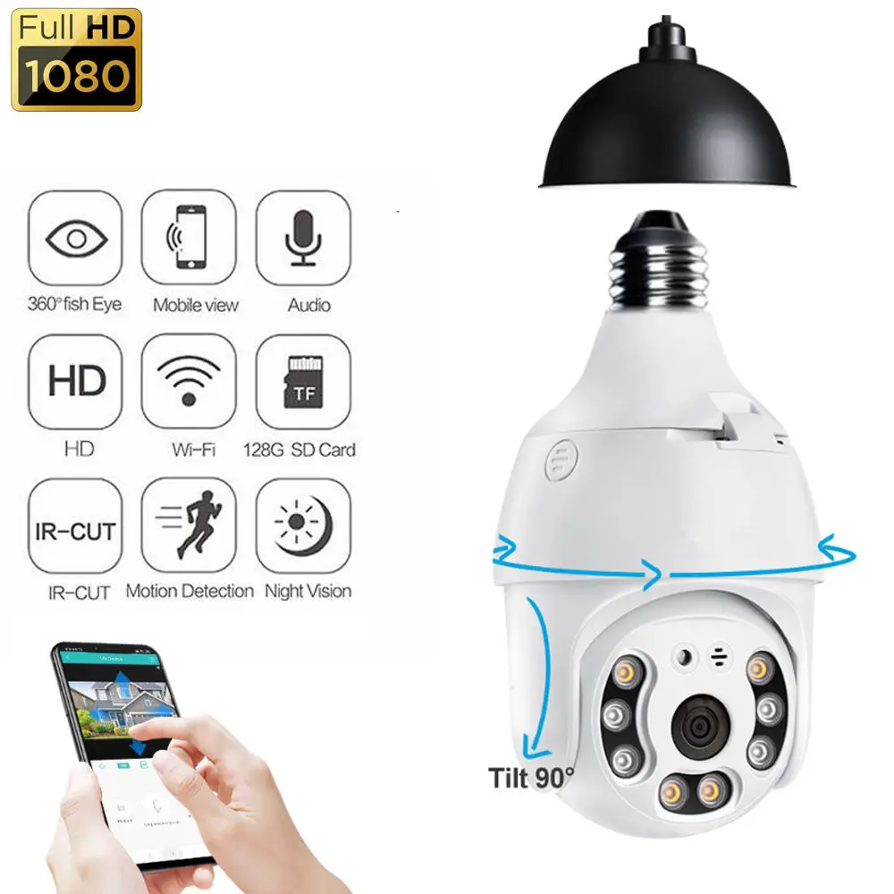 1080p Outdoor Waterproof 360 Degree Light Bulb Camera Wifi Ip Security ...