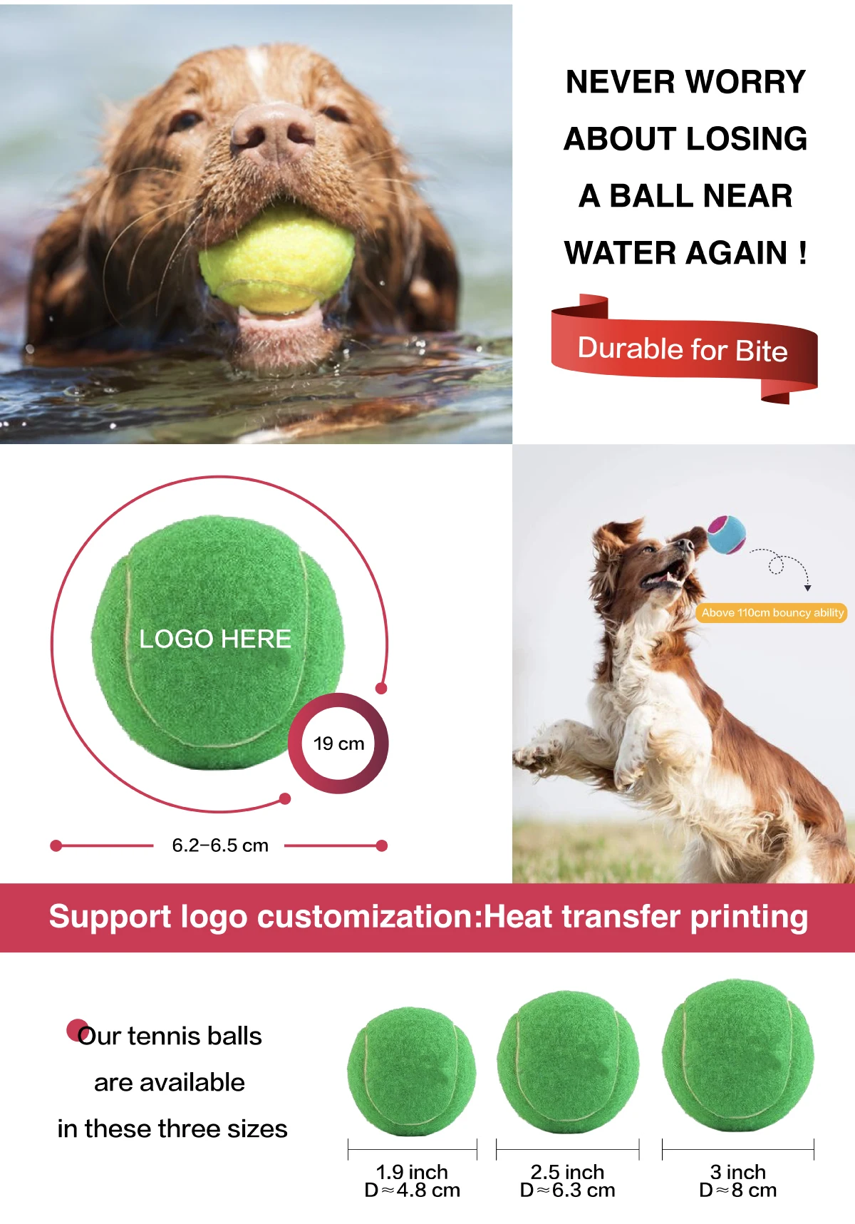 Customized Logo Personalized Dog Tennis Balls - Durable & Fun