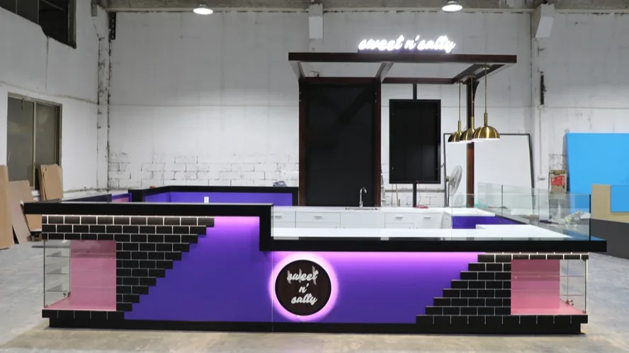 Hot Beverage Mall Kiosk Boba Tea Shop Decor Custom Solid Wood Milk Tea ...