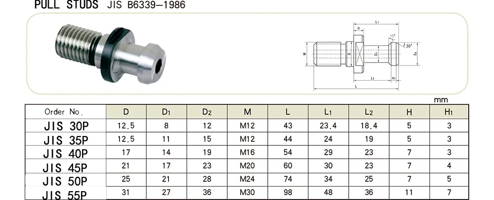 BT30 BT40 BT50 Spindle with 45 Degree Outer Screw Pull Stud Clamp