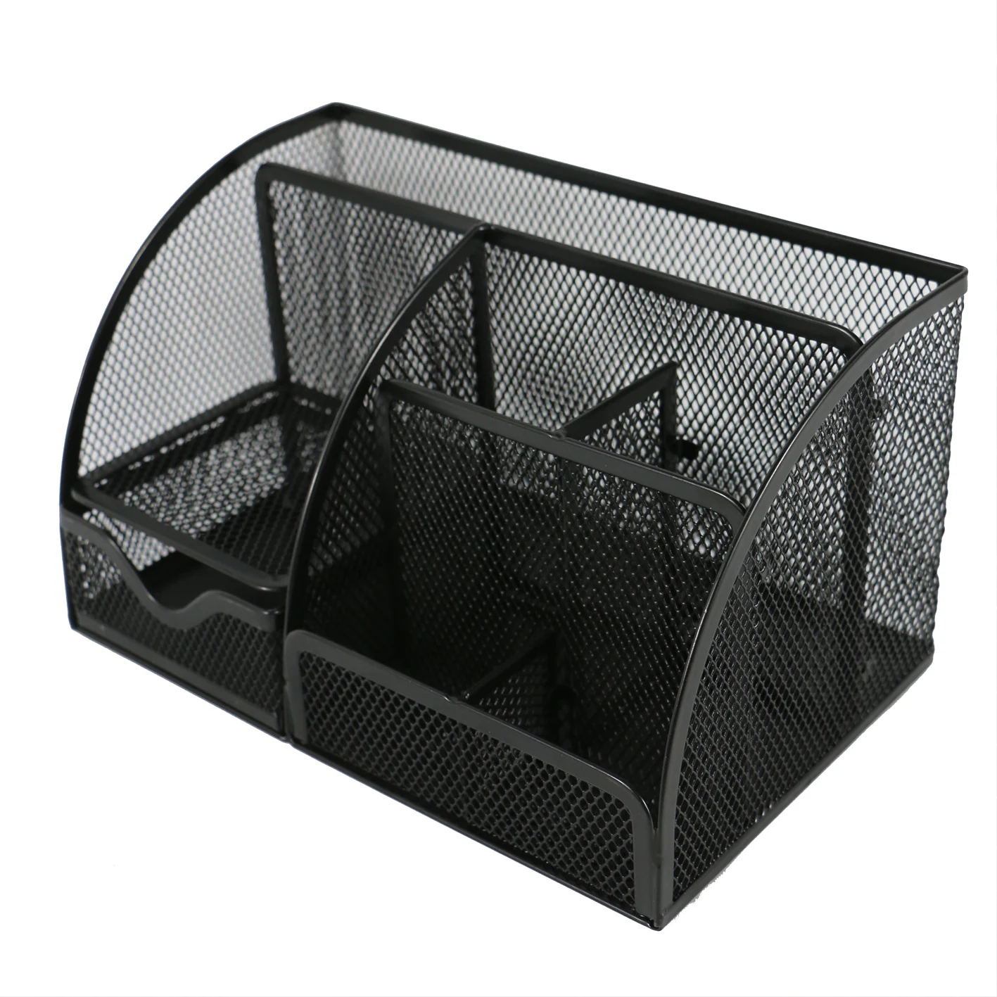 6 Compartments Metal Mesh Office Desk Organizer with Drawer