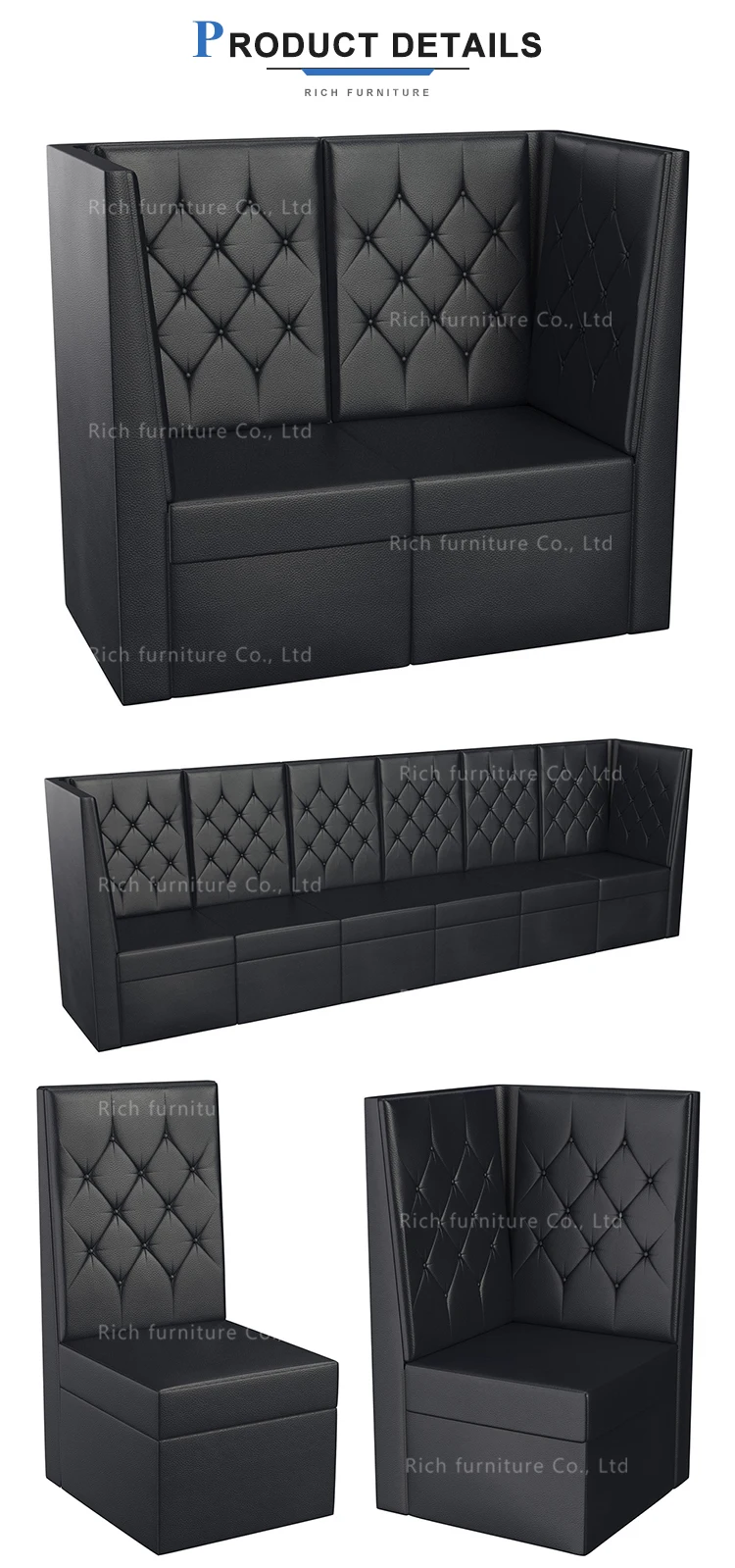 Club Sofa Booth Designer High Back Deep Seated Luxury Sofa U Shape ...