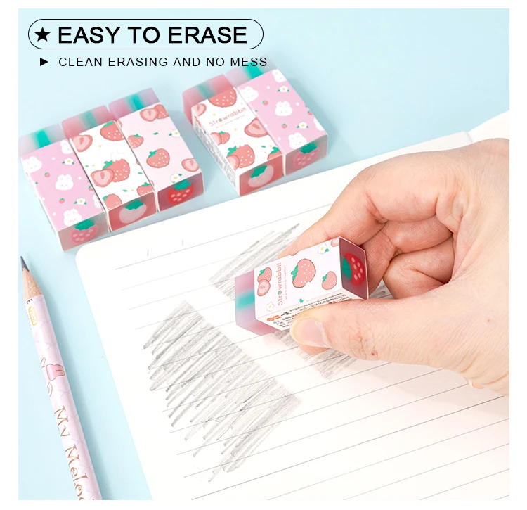 IIGEN Creative Cartoon Strawberry Rabbit Sandwich Eraser Children's ...