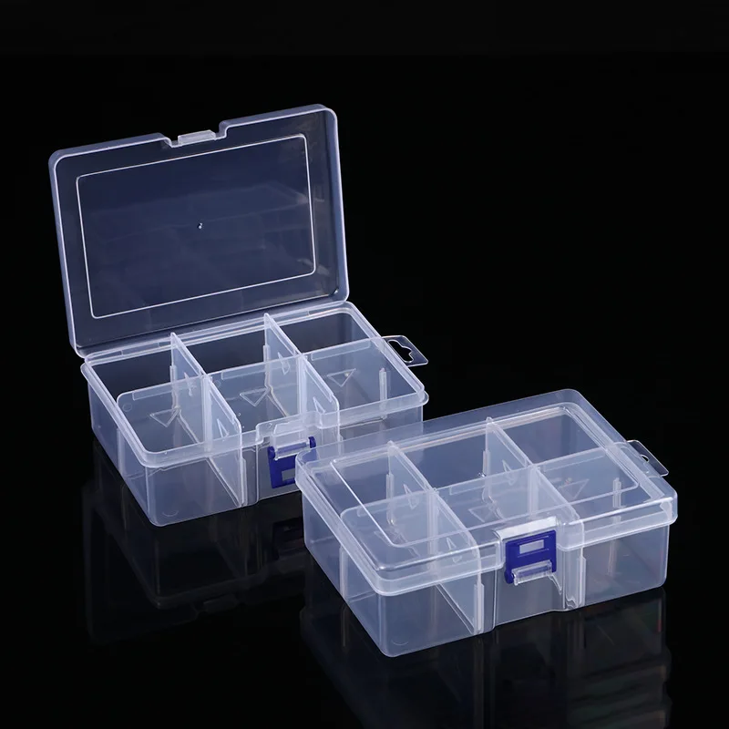 Customized Transparent Plastic Storage Organizer Box 6 Gird Plastic ...