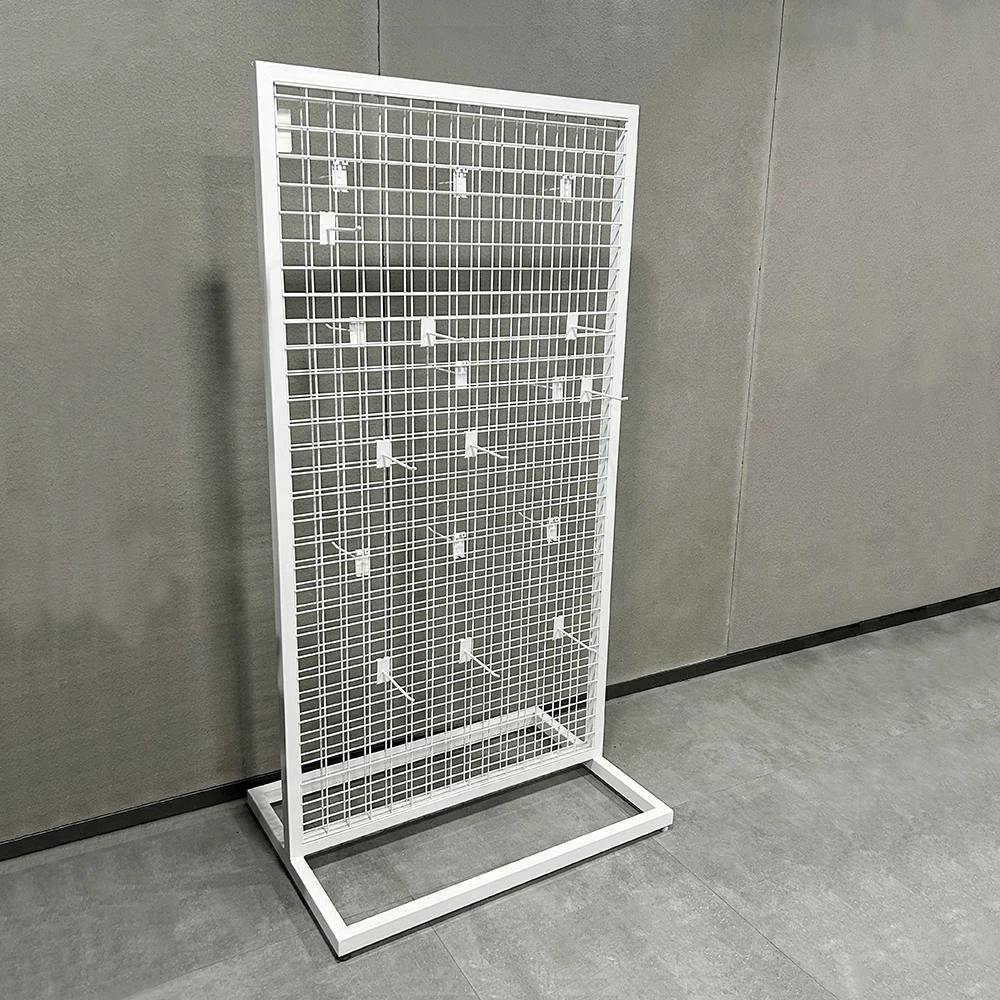 Metal Wire Grid Display Rack Retail Shop Free Standing Metal Mobile ...