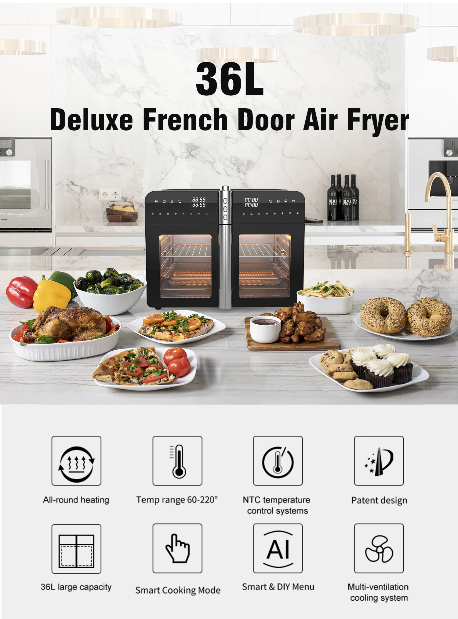 36L Electric Smart Air Fryer - Healthy, Versatile Cooking