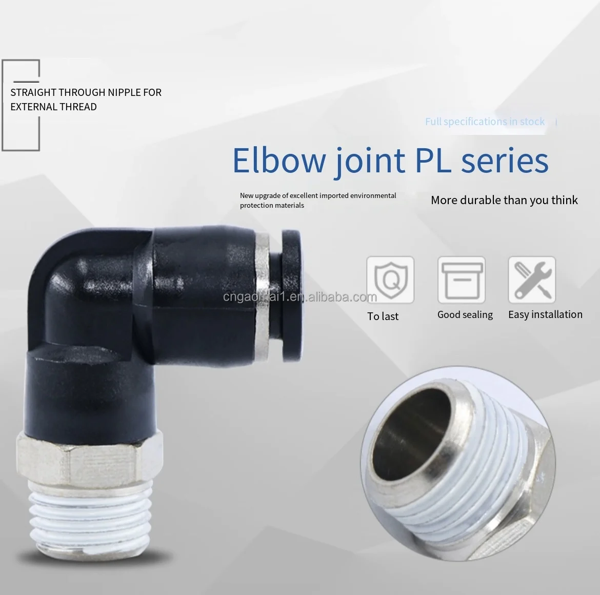 Black Pneumatic Quick Plug Fitting Elbow Thread Pl4-m 5/6-01/8-02/pl10 ...